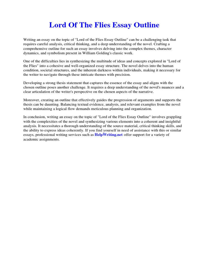 Lord of The Flies Essay Outline | PDF | Gene | Essays