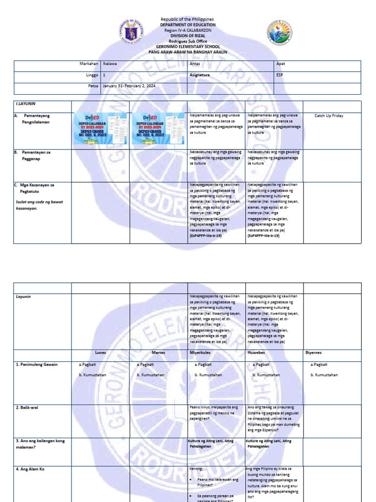 DLL Q3 - Week 1 Esp | PDF