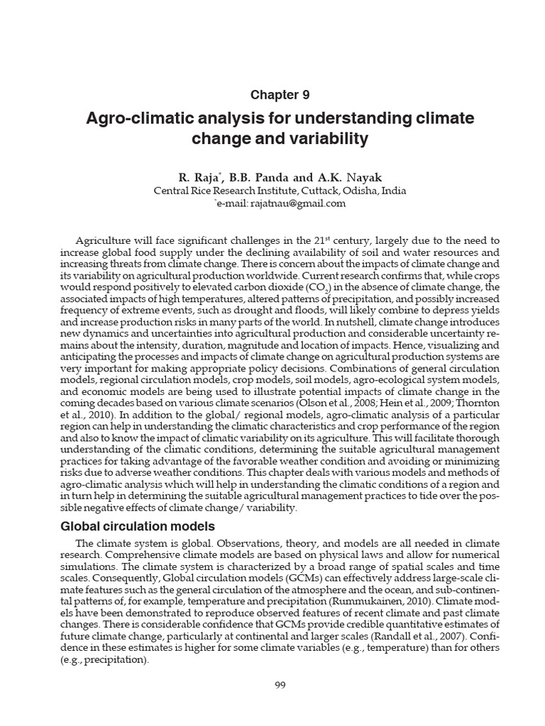 Agro - Climatic Analysis For Understanding Climate Change and ...