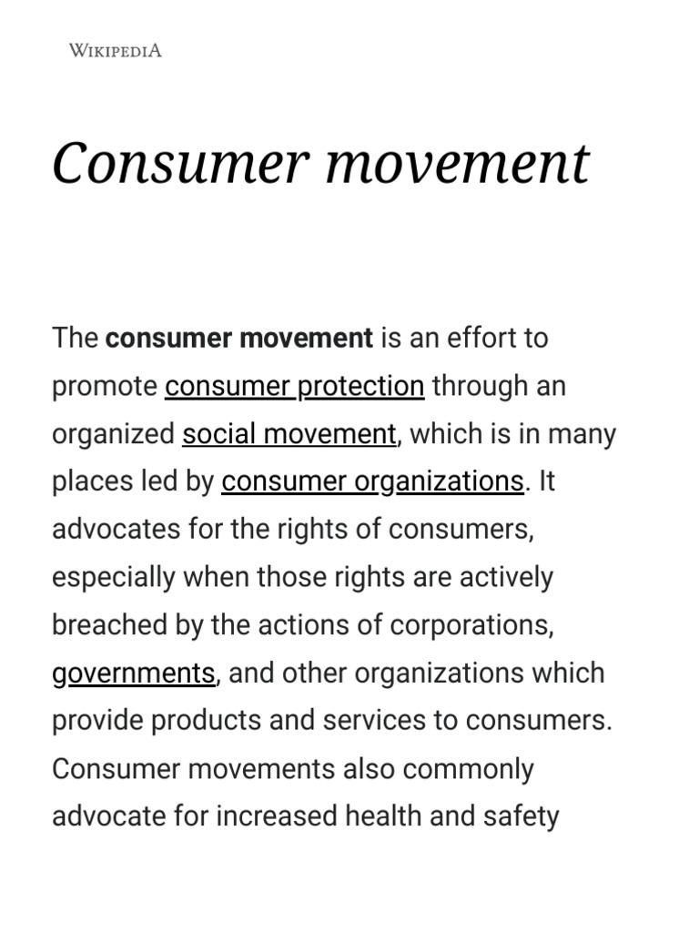 Overview of the Consumer Movement | PDF | Economies | Consumers