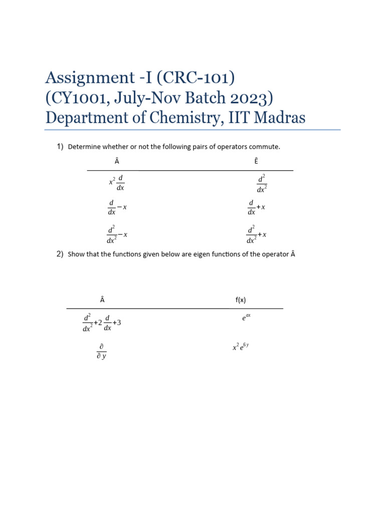 Assignment 1 | PDF | Theoretical Physics | Quantum Mechanics