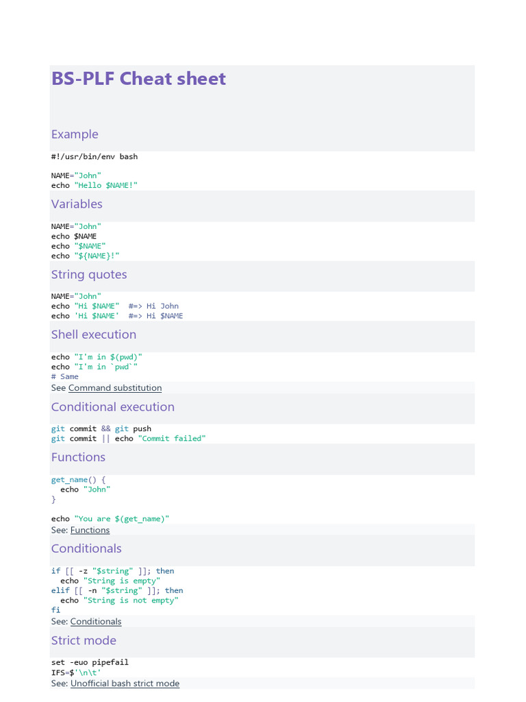 Cheat Sheet Shell Pdf Directory Computing Computer File