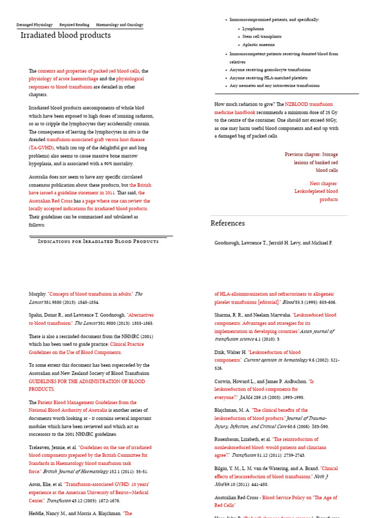 Irradiated Blood Products - Deranged Physiology | PDF | Blood ...