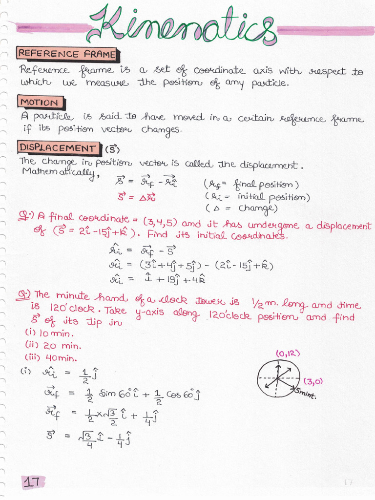 Kinematics (Colorful Physics Topper's Notes) | PDF