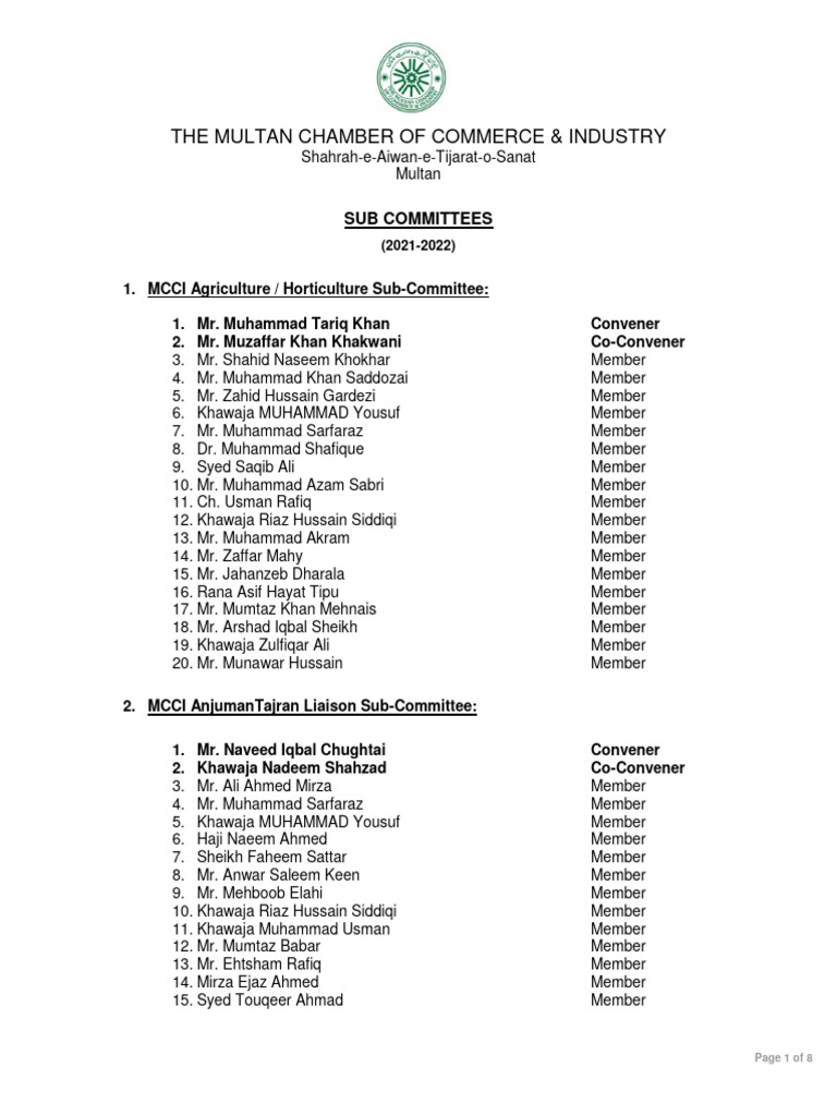 List of Sub-Committees 2021-22. | PDF