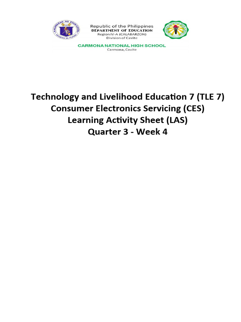 Week 4 - Ces - Grade 7 - Basic Electronic Components | PDF | Resistor ...