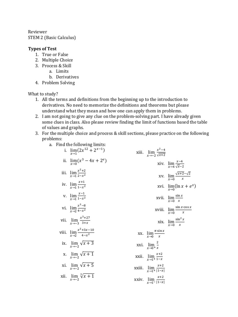Midterm Reviewer | PDF | Derivative | Calculus