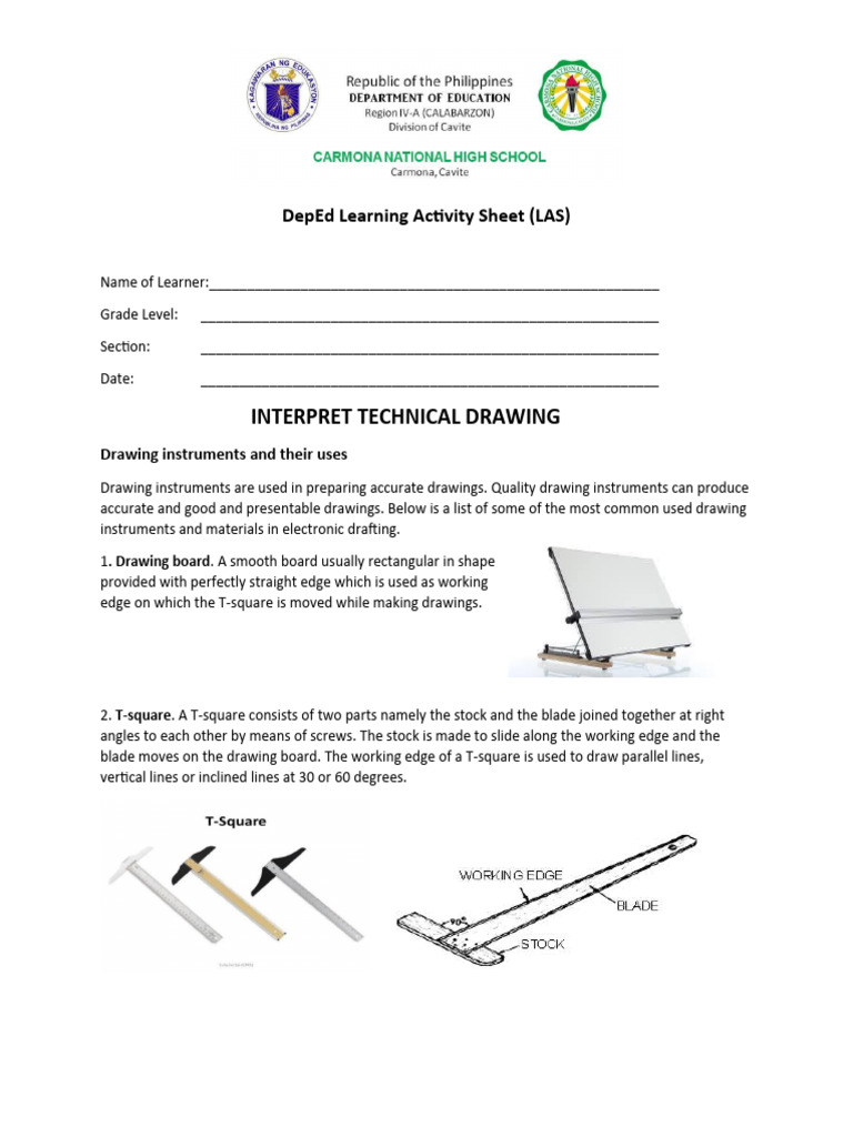 Technical Drawing Instruments for Grade 7 | PDF | Technical Drawing ...