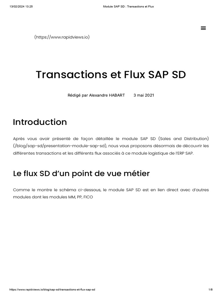 Module SAP SD - Transactions Et Flux | Download Free PDF | Facture ...