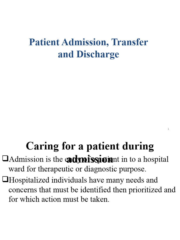 Patient Admission, Transfer, and Discharge | PDF | Patient | Hospital