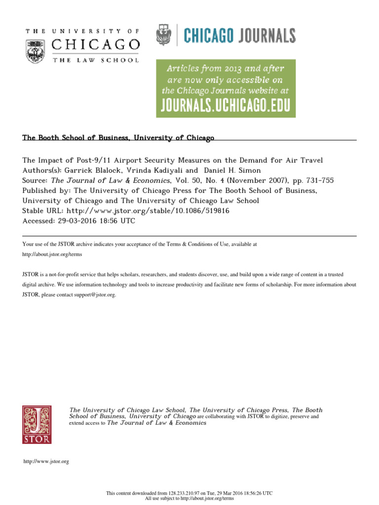 The Impact of Post 9 - 11 Airport Security Measures On The Demand For ... The Impact of Post 9 - 11 Airport Security Measures On The Demand For ...