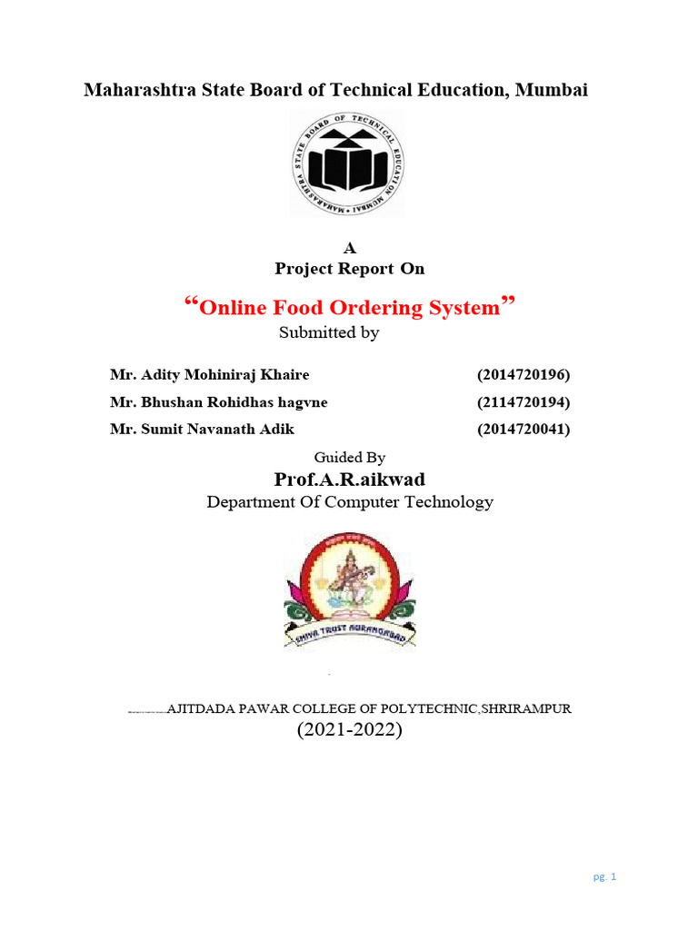 Online Food Ordering System Synopsis | PDF | My Sql | Php