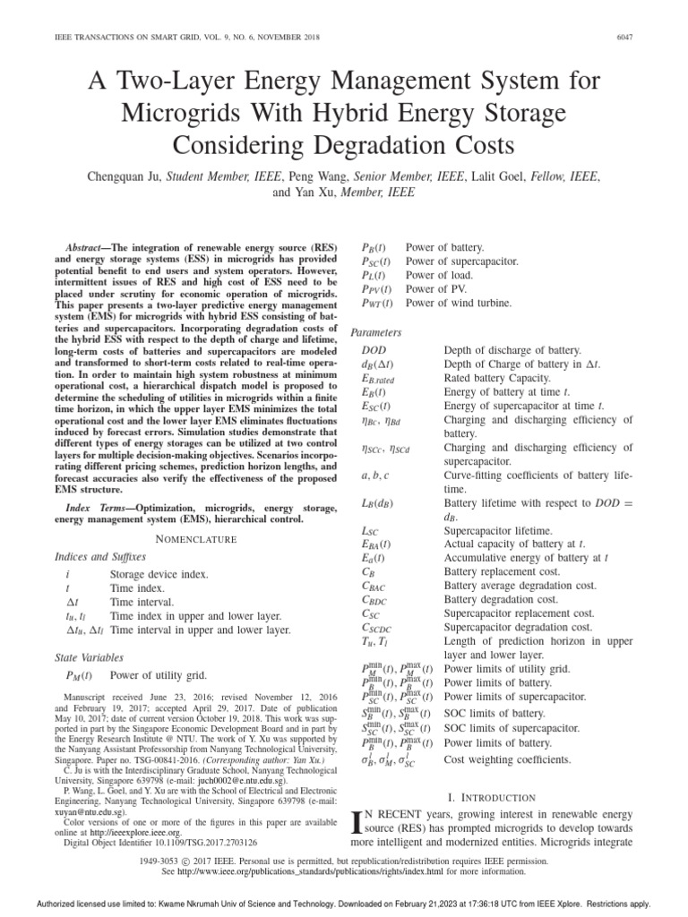 A Two-Layer Energy Management System For Microgrids With Hybrid Energy Storage Considering ...