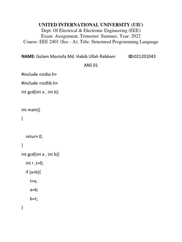 Assignment01 SPL 021201043 | PDF