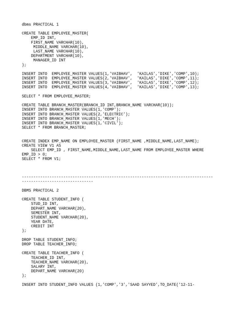 DBMS Practical | PDF | Data Management | Databases DBMS Practical | PDF | Data Management | Databases