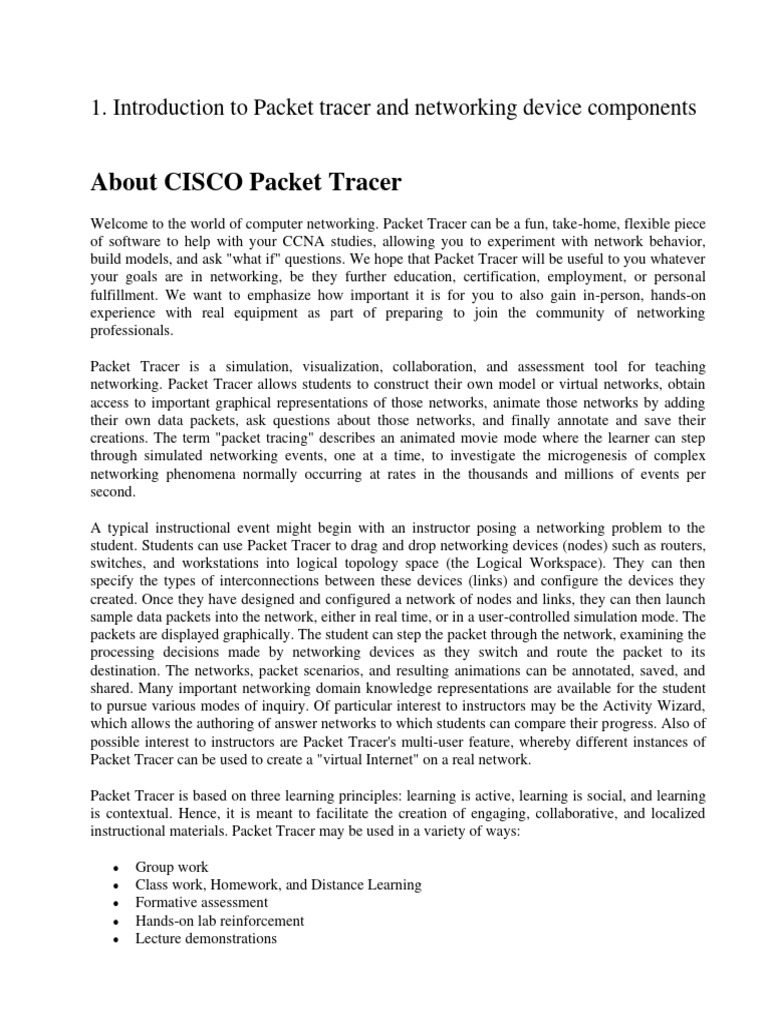 Packet Tracer Introduction | PDF | Computer Network | Network Switch