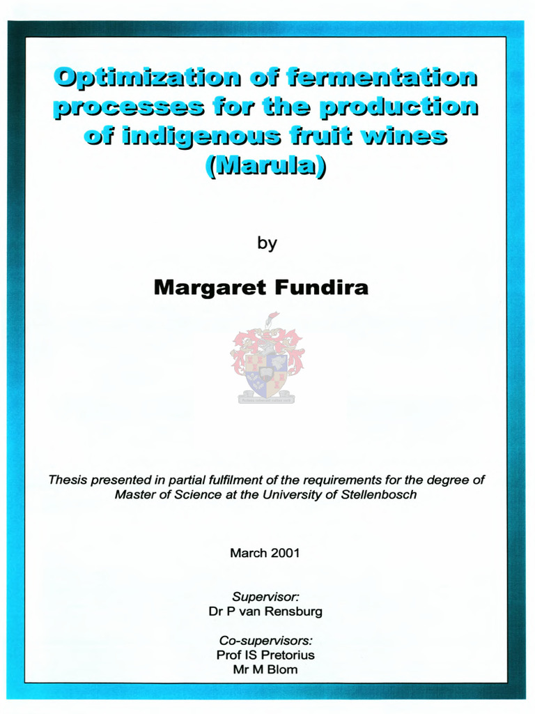 Fundira Optimization 2001 | PDF | Fermentation In Winemaking | Wine