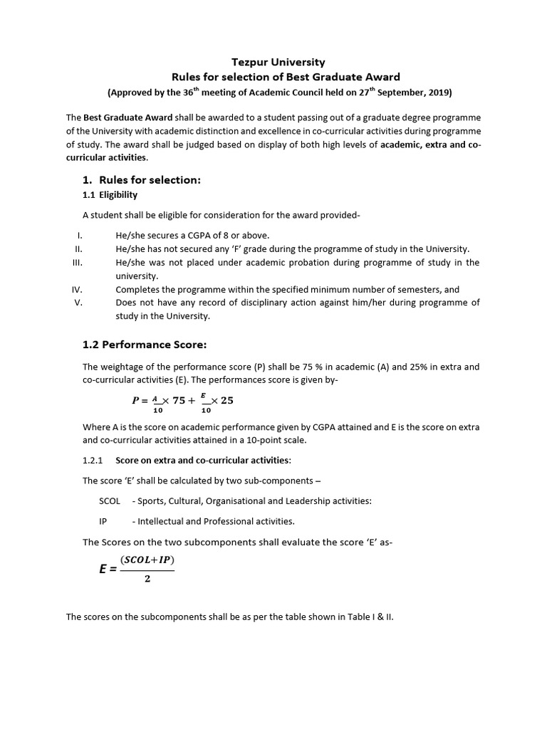 Best Graduate and Best Post Graduate Rules | PDF | Postgraduate Education