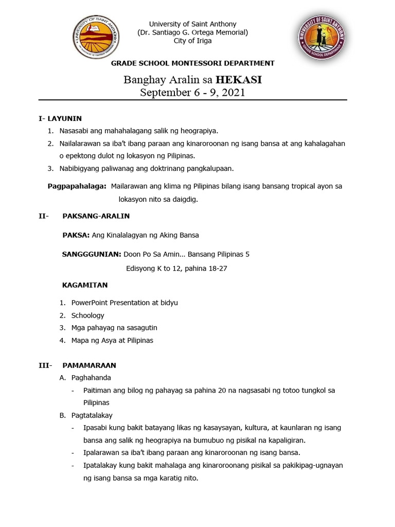 2nd Ang Kinalalagyan NG Aking Bansa | PDF