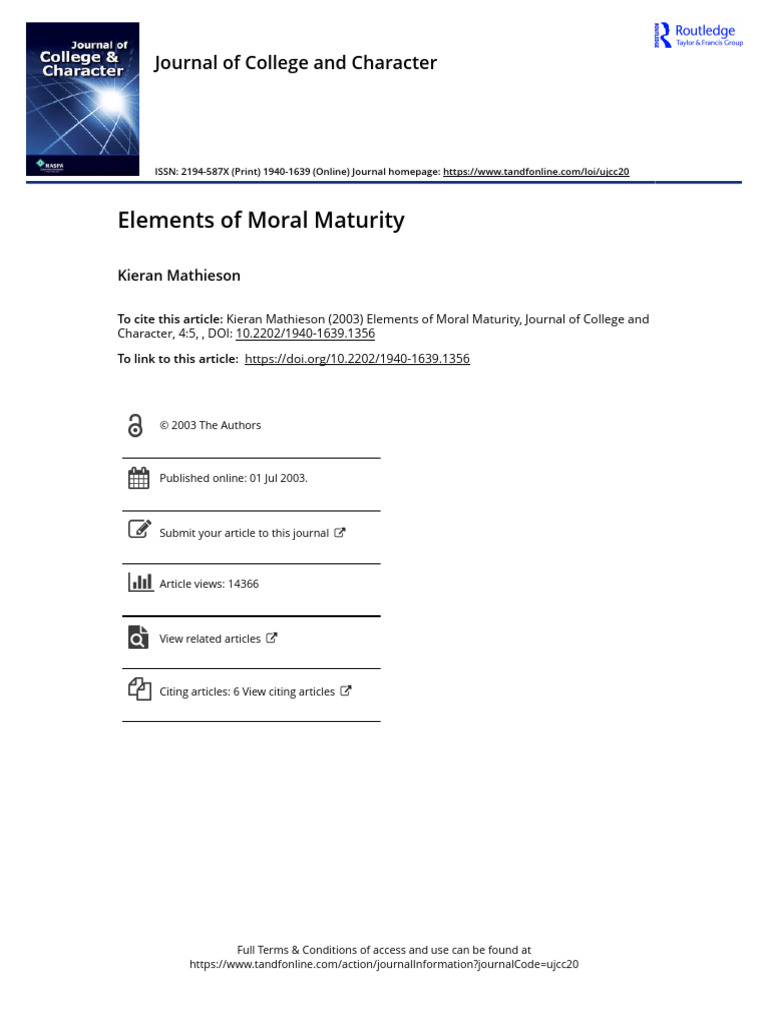 Elements of Moral Maturity | PDF | Thought | Emotions
