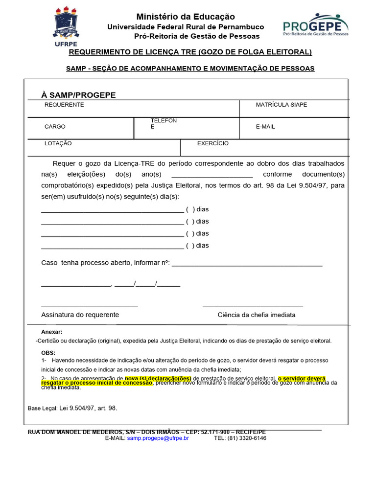 Requerimento - TRE | PDF