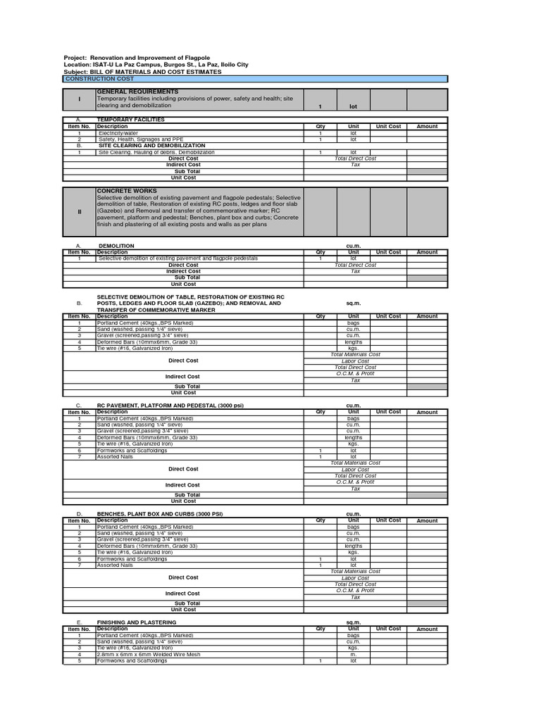 Bill of Quantities | PDF | Tile | Building Engineering