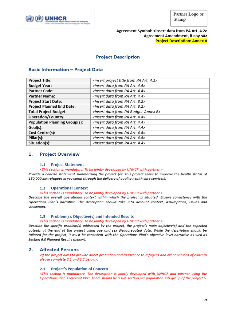 Annex A Project-Description | PDF | Risk | Refugee