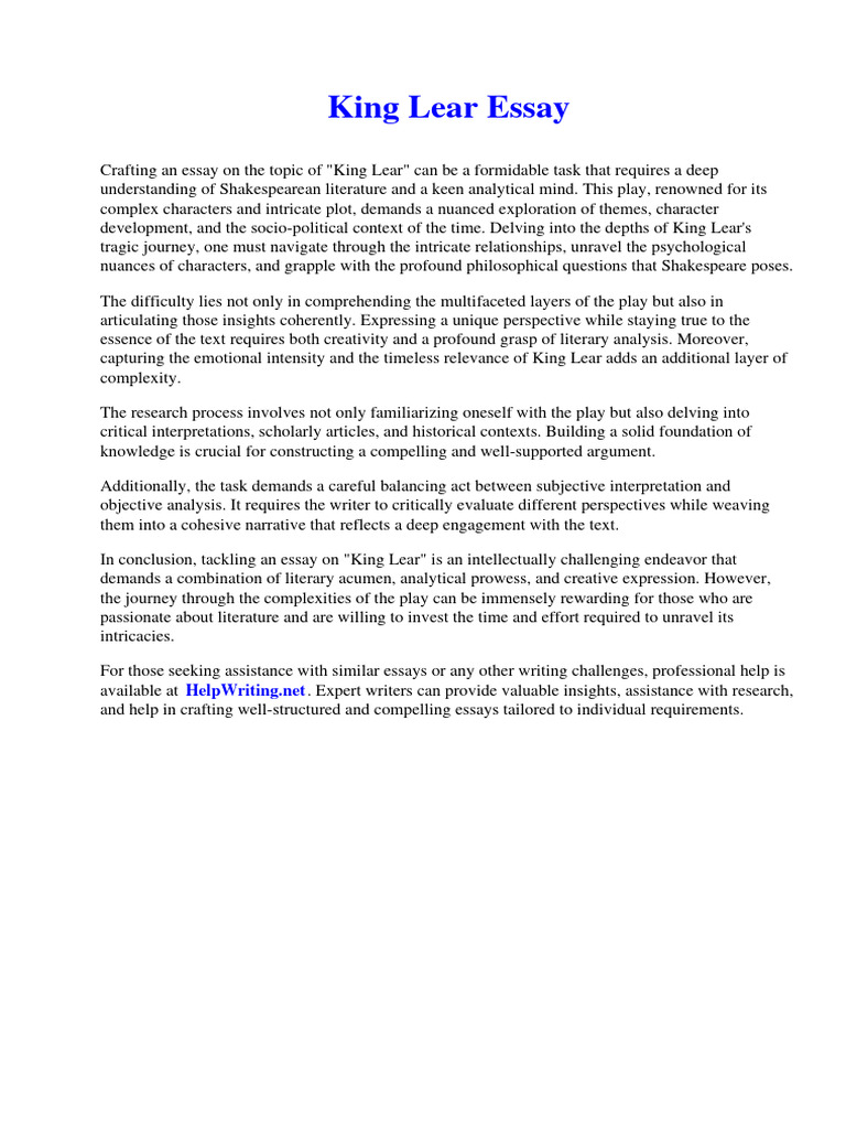 King Lear Essay | PDF | Gunpowder | Christmas Tree