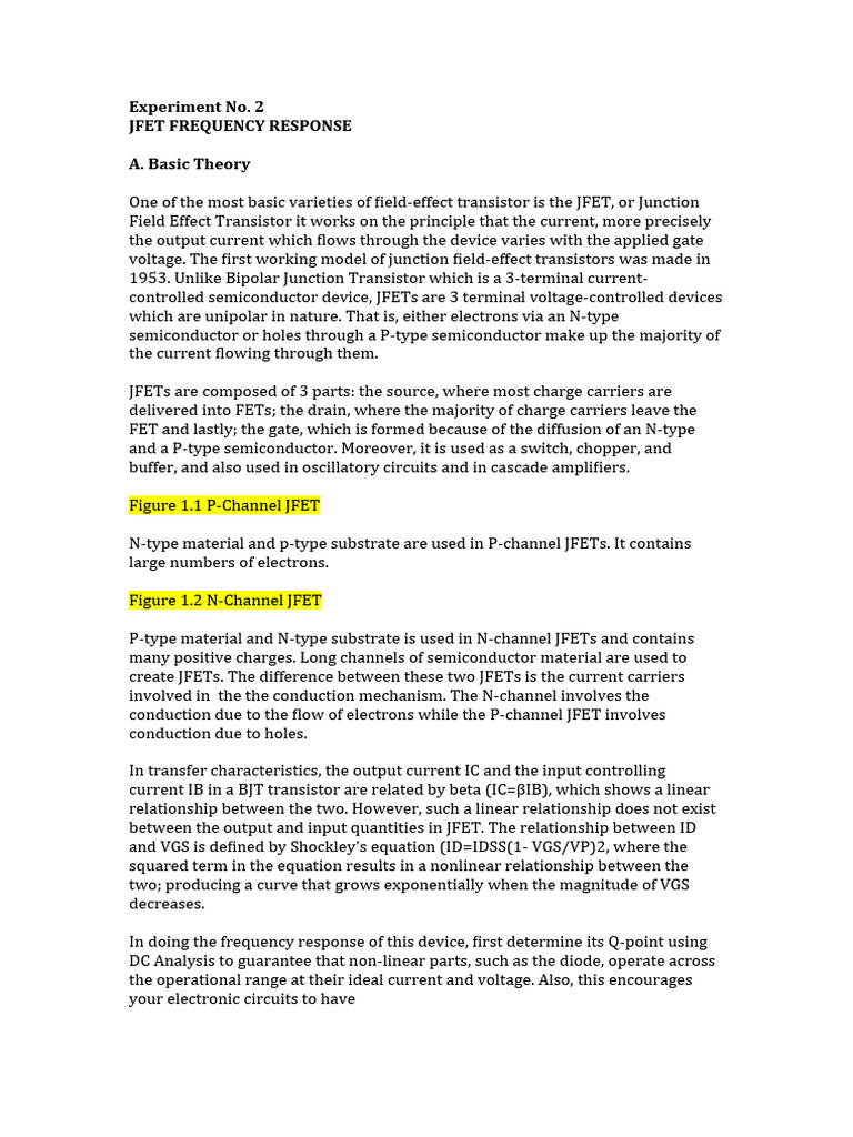 Basic Theory, Observation, Conclusion - DRAFT | PDF | Field Effect Transistor | Transistor