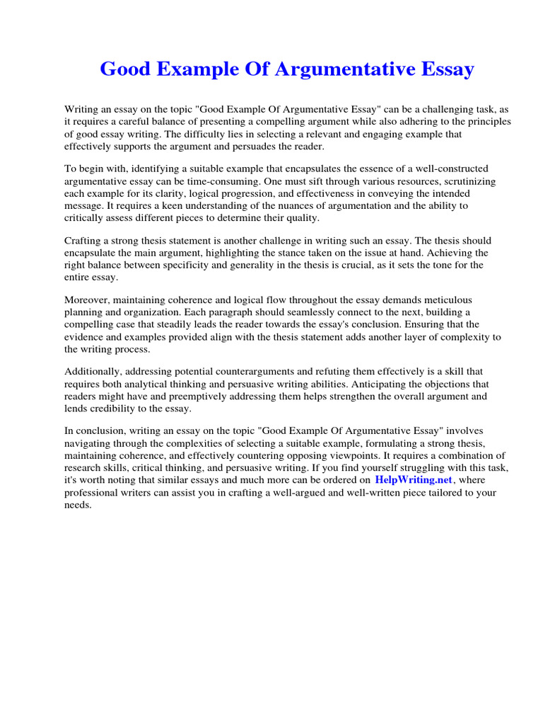 Good Example of Argumentative Essay | PDF | Essays | Simulation