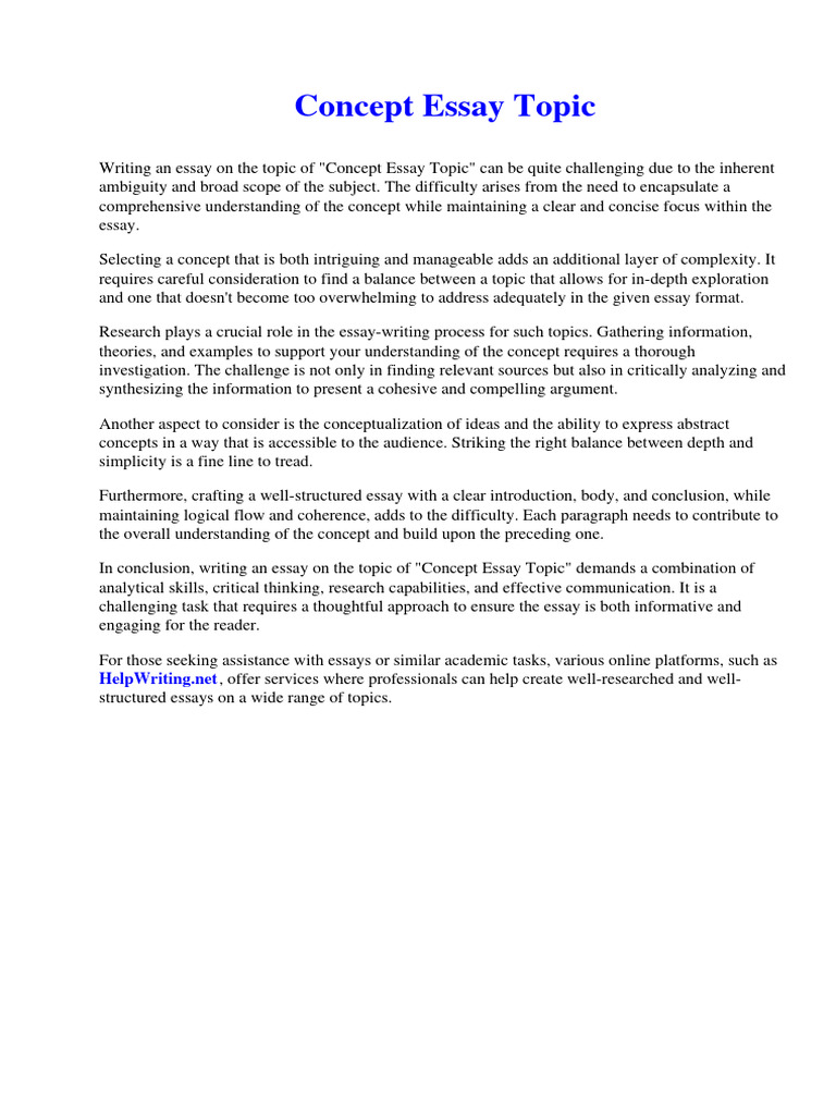 Concept Essay Topic | PDF | My Sql