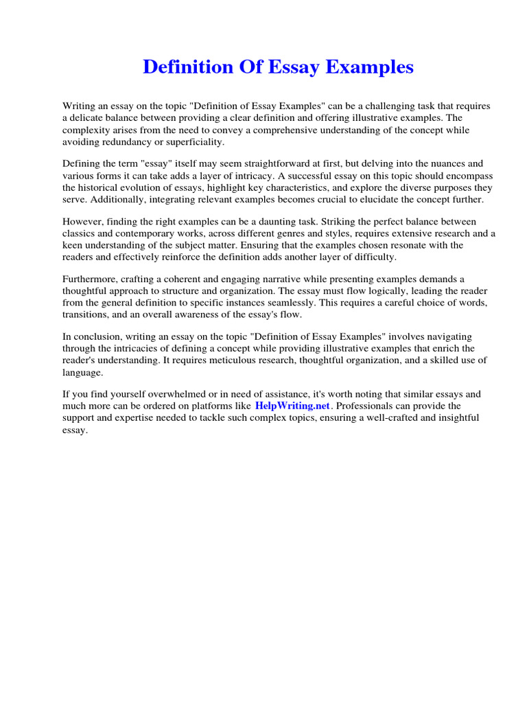 Definition of Essay Examples | Download Free PDF | Stuttering | Essays