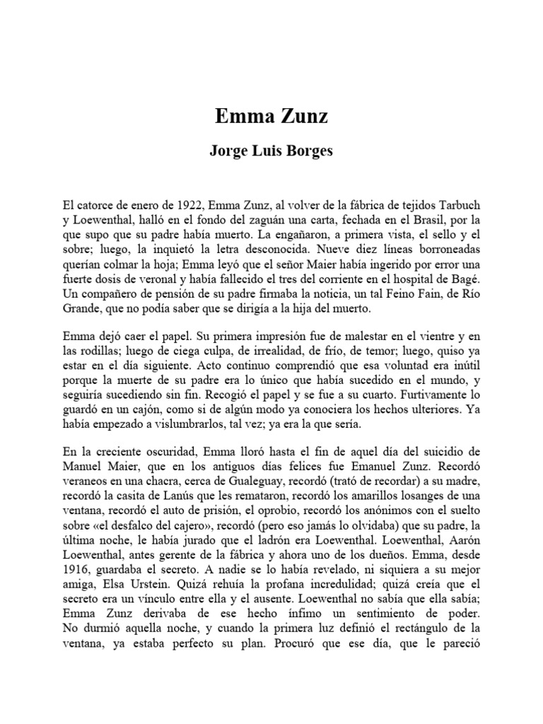 Emma Zunz 1948 Jorge Luis Borges | PDF