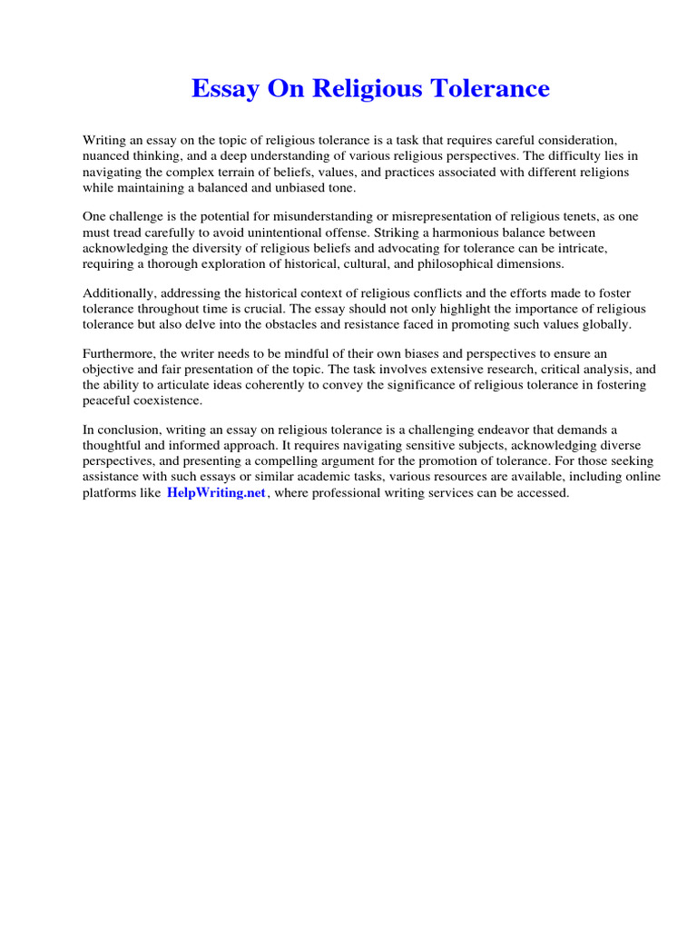 Essay On Religious Tolerance | PDF | Toleration | Essays