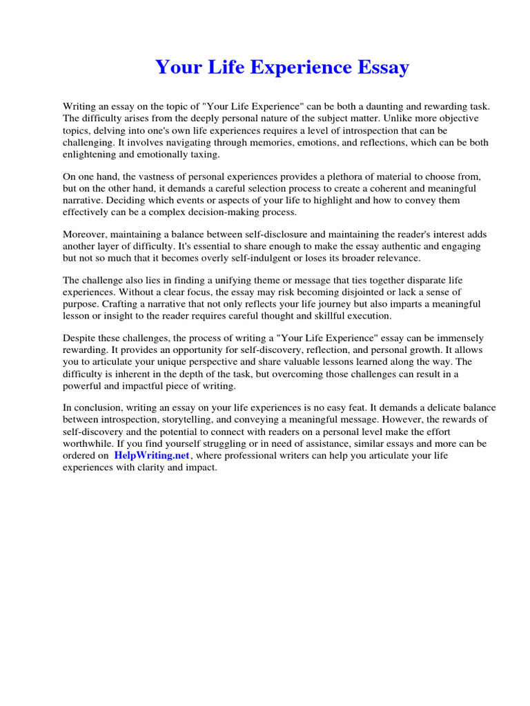 Writing a Life Experience Essay | PDF | Euro | Eurozone