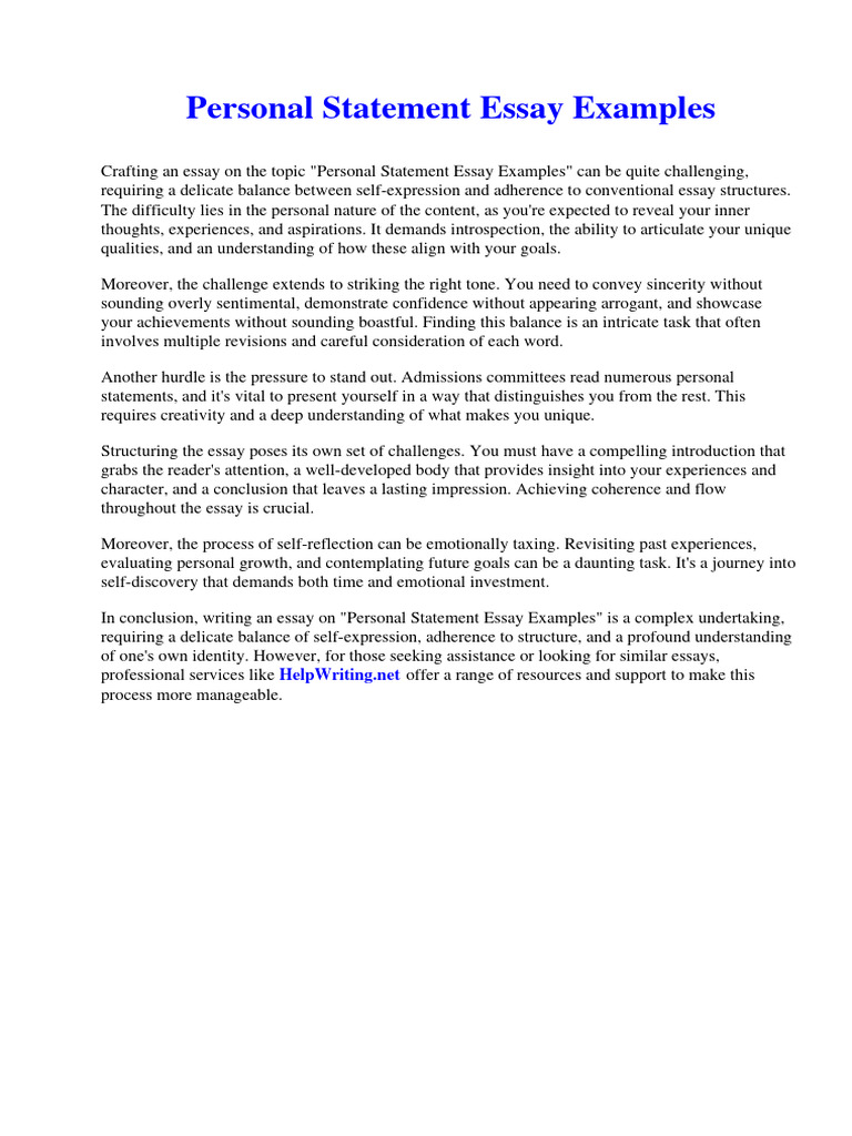 Personal Statement Essay Examples | PDF | Calvinism | Ford Motor Company