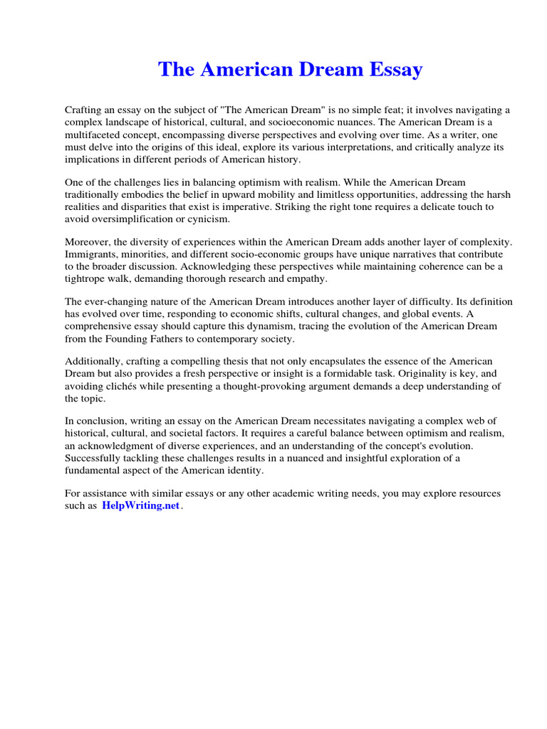 The American Dream Essay | PDF | Adolescence | Gothic Fiction