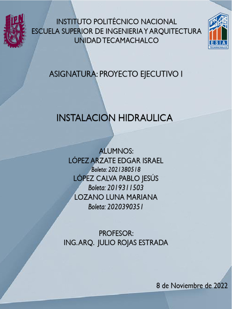 Memoria Insta Hidraulica | PDF | Ingeniería Ambiental | Agua