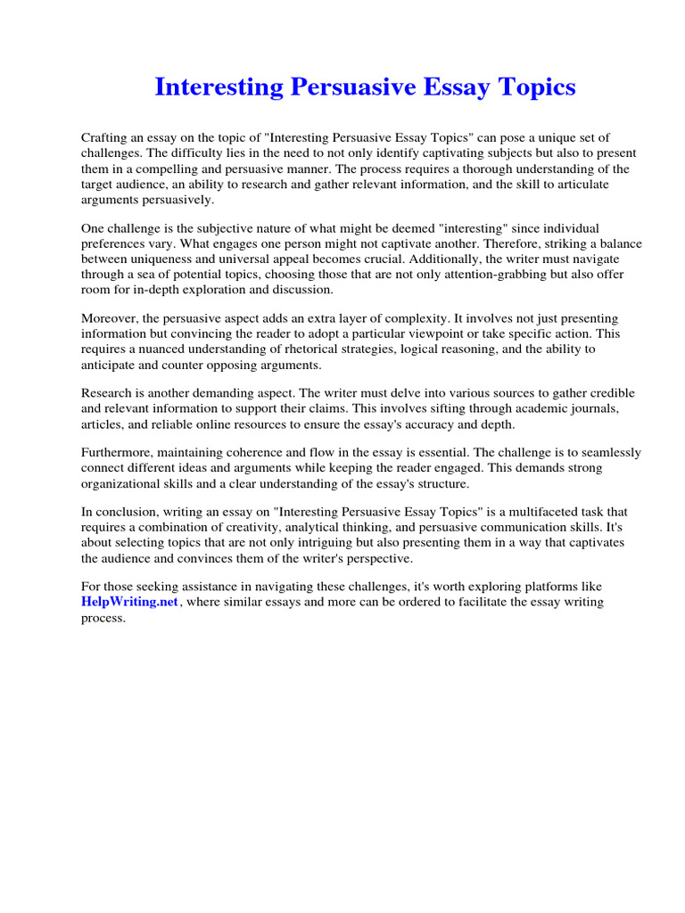 Interesting Persuasive Essay Topics | PDF | Breast Cancer