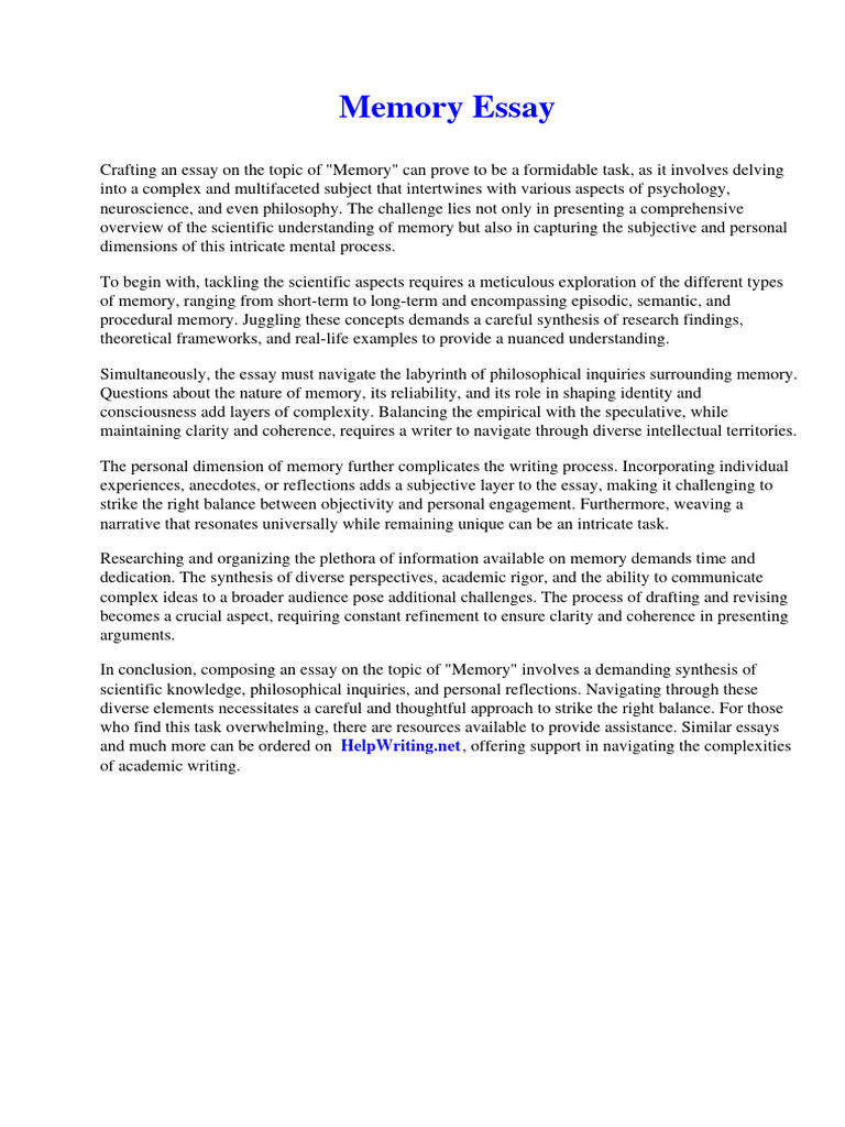 Memory Essay | PDF | Attitude (Psychology) | Memory