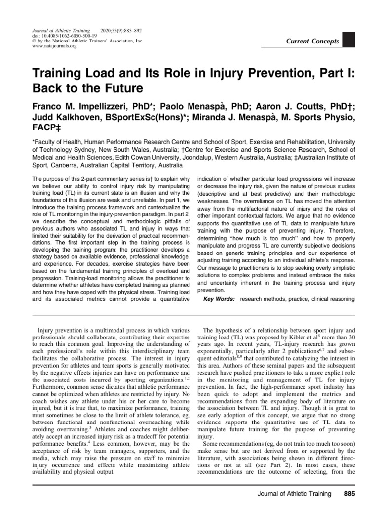 Training Load and Its ROle in Injury Prev Part 1 | PDF | Causality | Risk