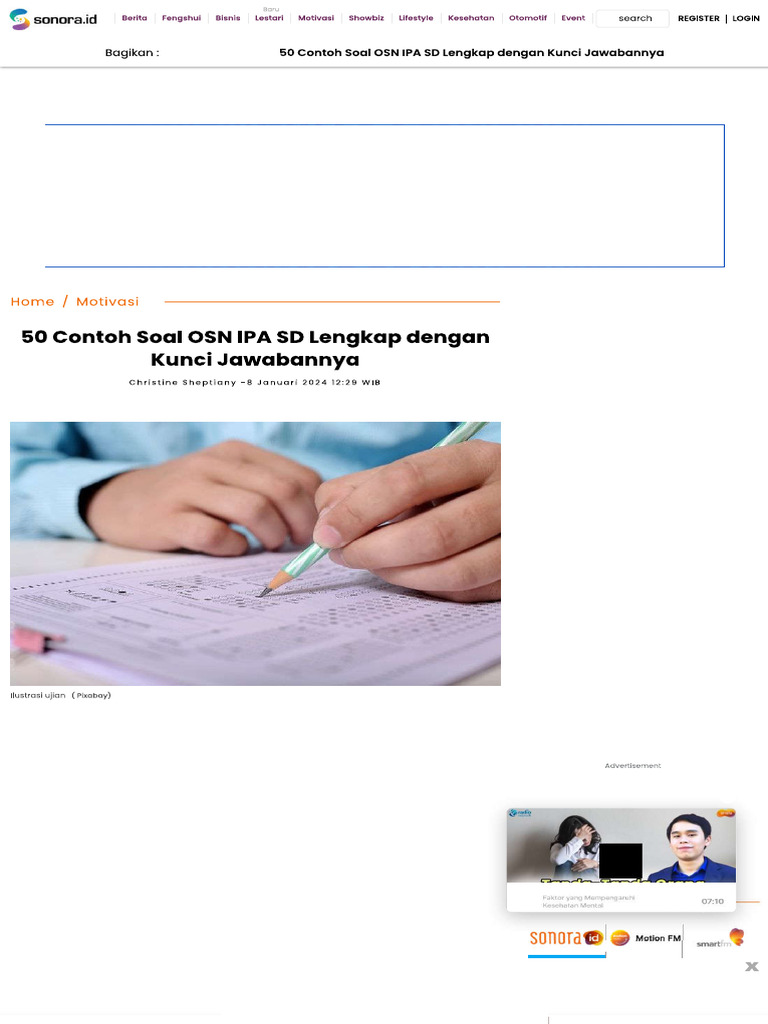 50 Contoh Soal OSN IPA SD Lengkap Dengan Kunci Jawabannya 2 | PDF