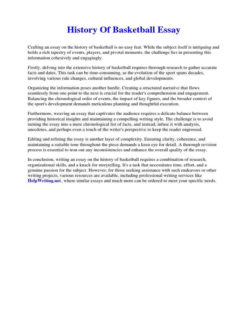 History of Basketball Essay | PDF | Eighth Amendment To The United ...