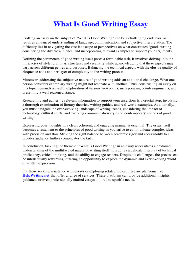 What Is Good Writing Essay | PDF | Essays | Engineering