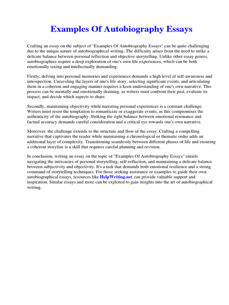 Examples of Autobiography Essays | PDF | Security Hacker | Narrative