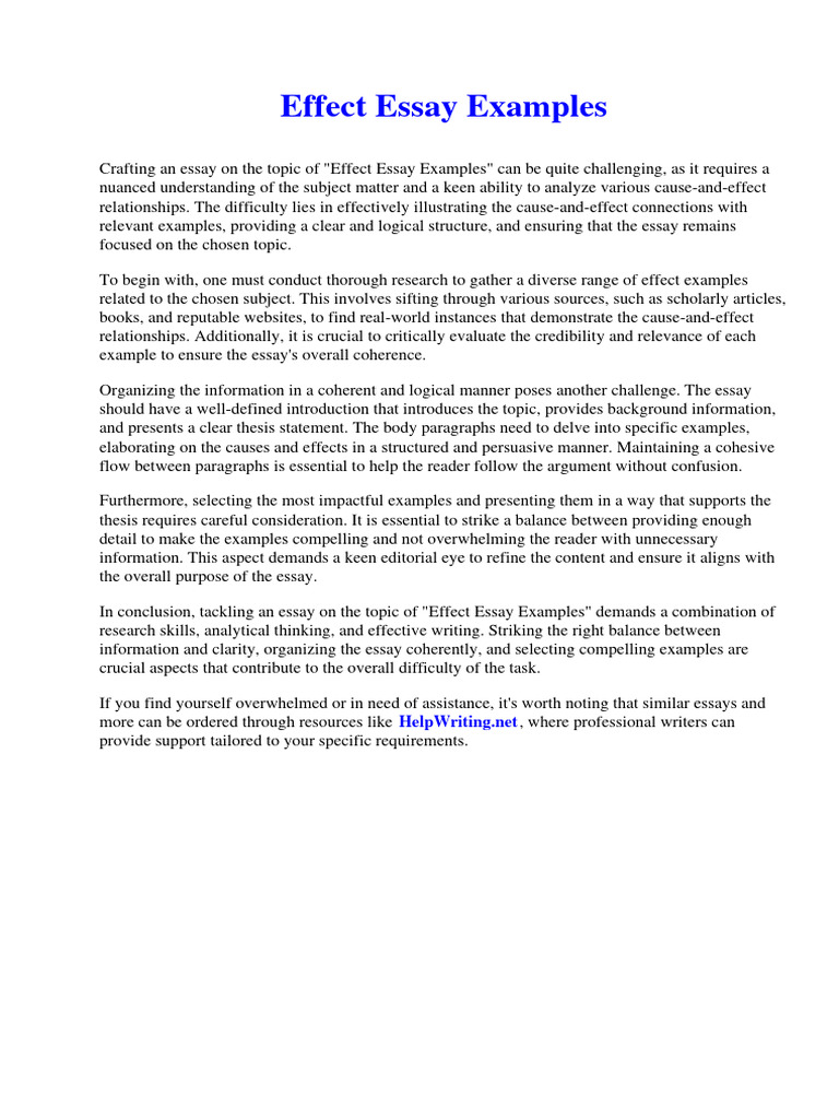 Effect Essay Examples | PDF | Essays | People's Party (United States)