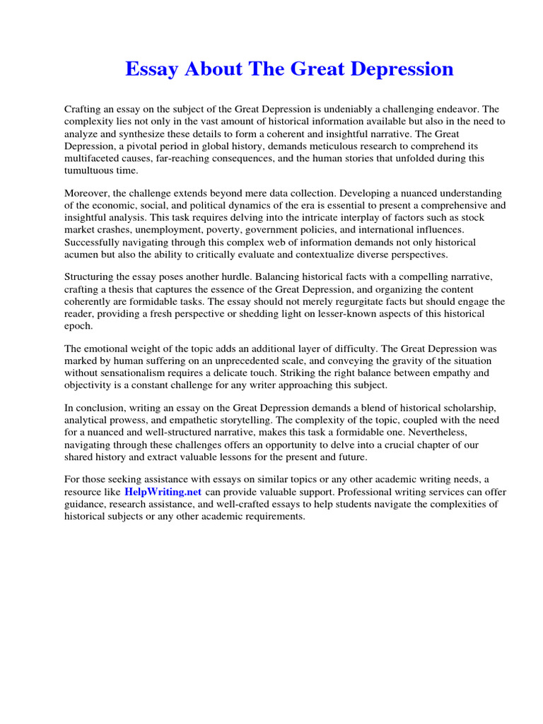Great Depression Essay Writing Guide | PDF | Pharmacy | Human Trafficking