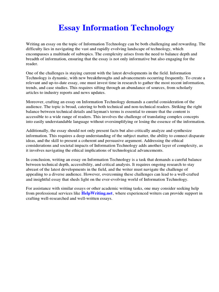 Essay Information Technology | PDF | Impressionism | Nelson Mandela