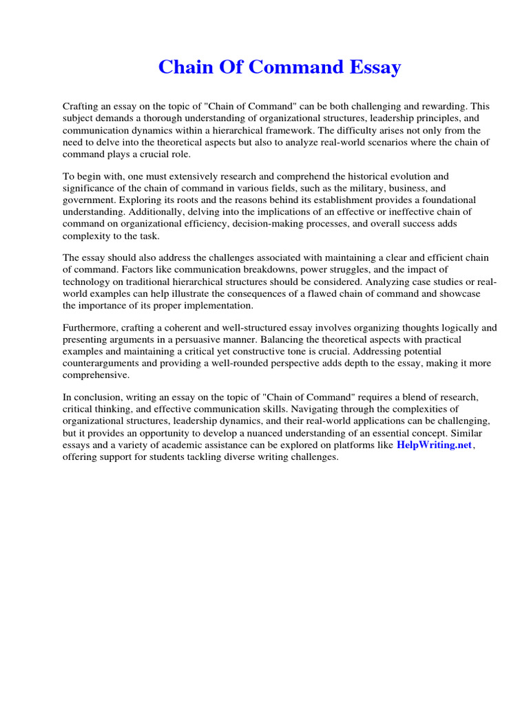 Chain of Command Essay | PDF | Gestalt Therapy | Psychotherapy