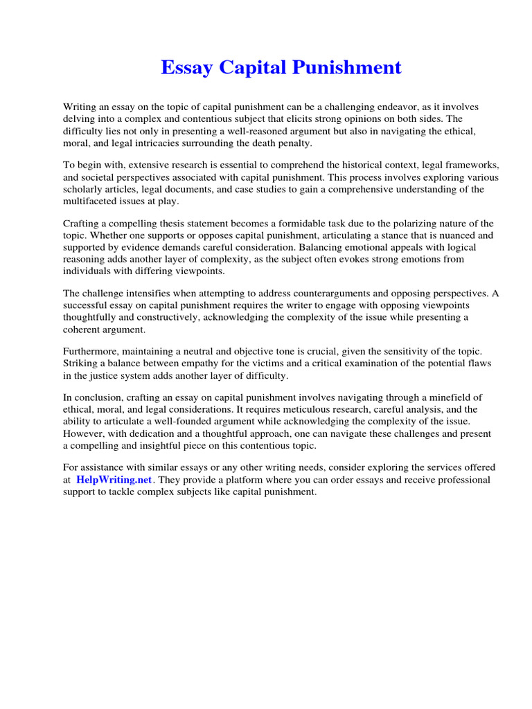 Essay Capital Punishment | PDF | Cloud | René Descartes